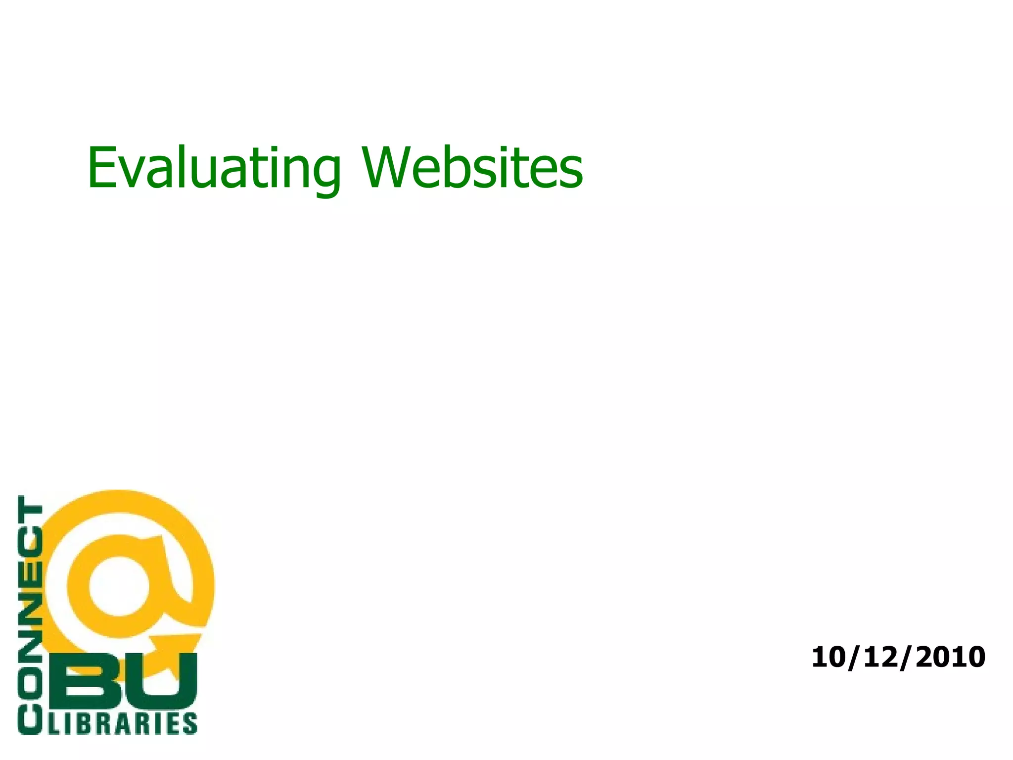 Evaluating websites2 | PPT
