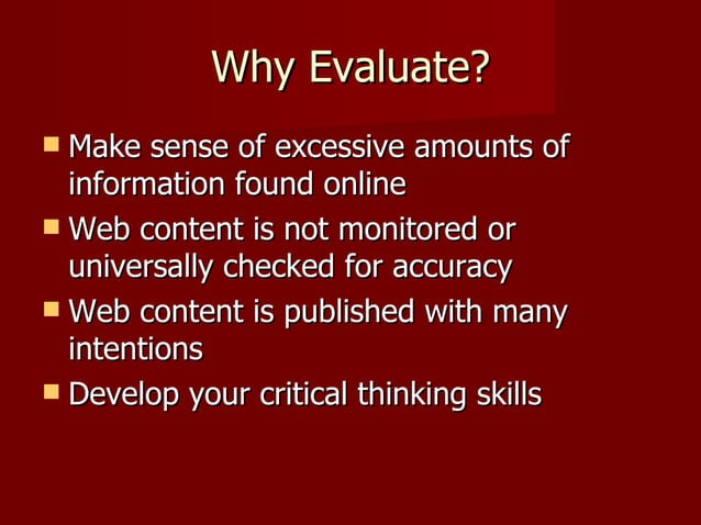 Evaluating Web Sources For Research | PPT