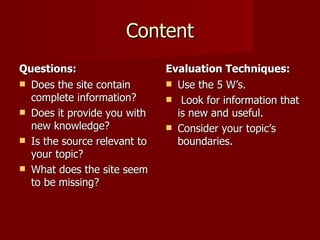 Evaluating Web Sources For Research | PPT
