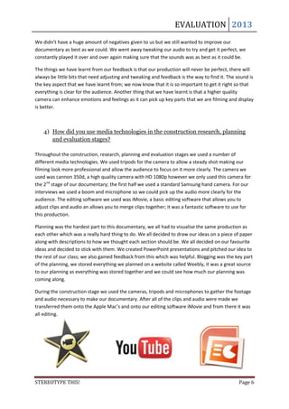 FINAL FINAL EVALUATION | DOCX | Video Production | Content Production