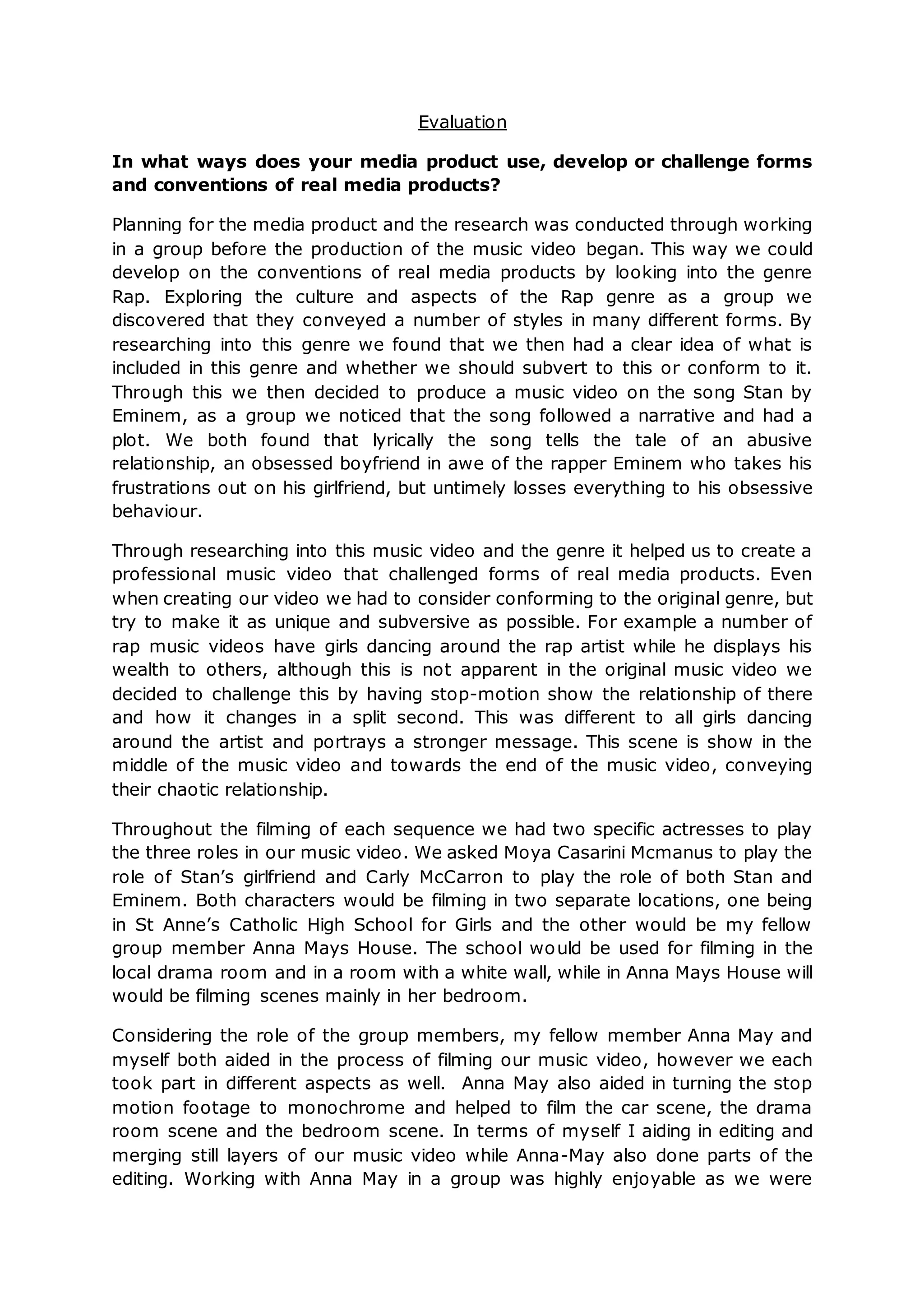 Evaluation in Word Format | DOCX