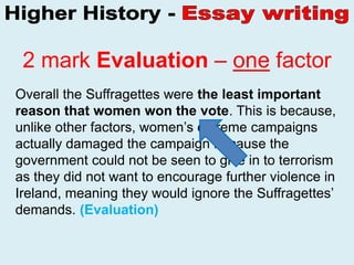 Higher History essays - Writing Evaluation | PPTX