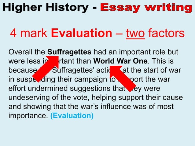 Higher History essays - Writing Evaluation | PPTX