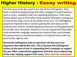 Higher History essays - Writing Evaluation | PPTX