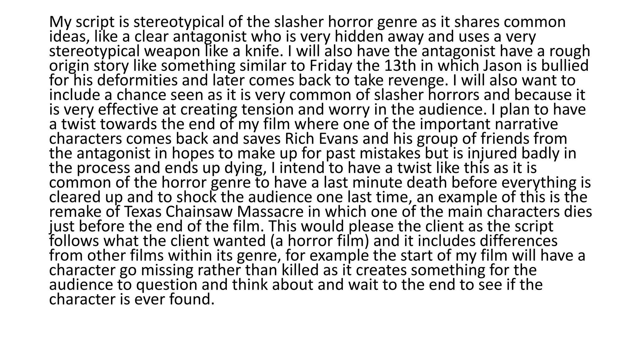 Evaluation.pptx | Screenwriting | Content Production