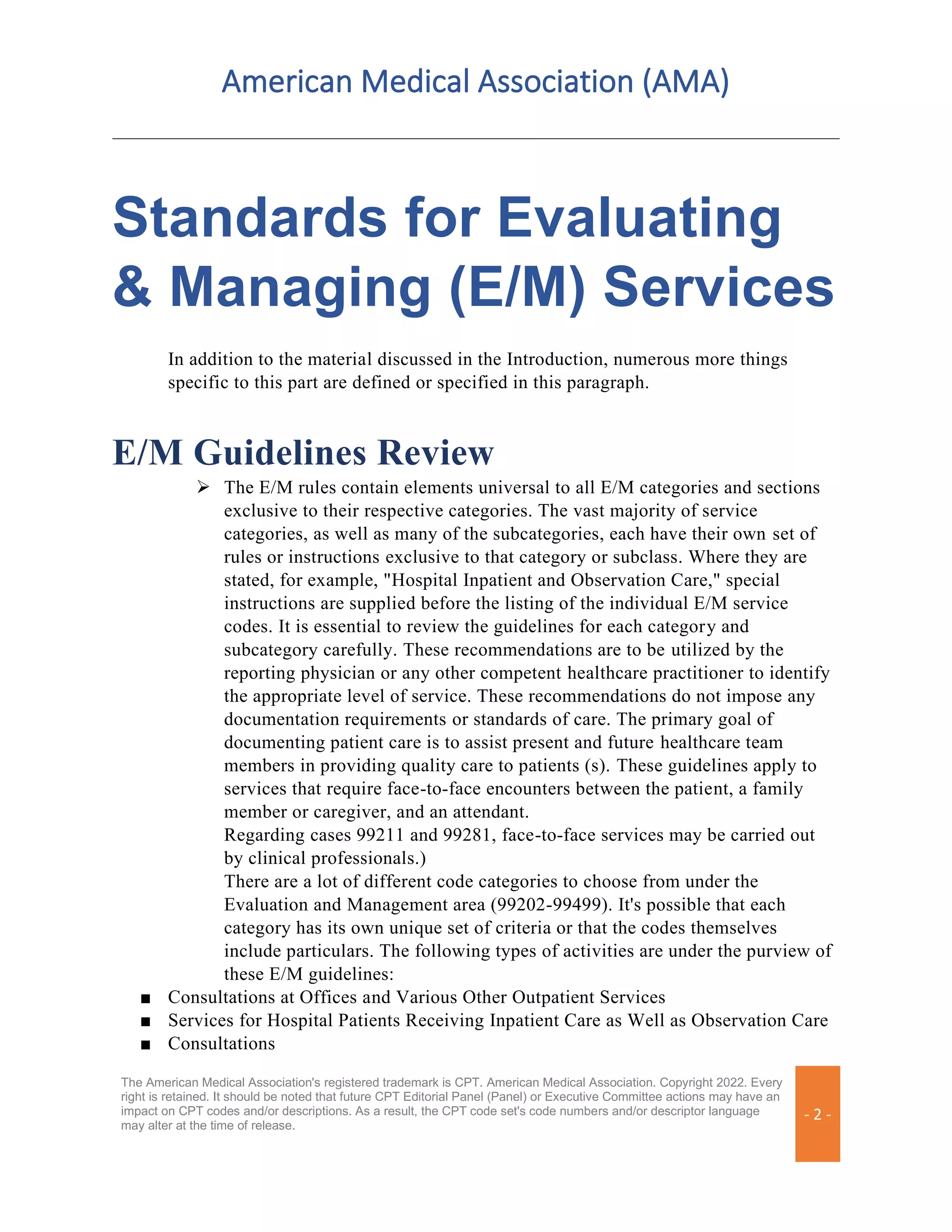 Evaluation and Management EM of the CPT Codes (PDF) | PDF