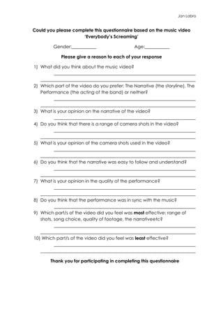 Evaluation - Open and Close Questionnaires | DOCX