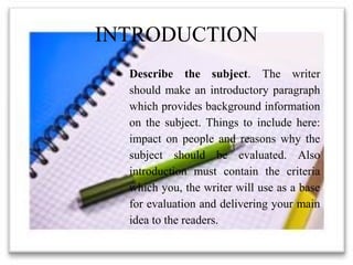 Evaluation essay outline | PPT
