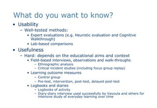 Evaluation Methods For Mobile Learning | PPT