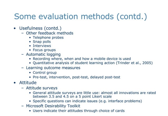 Evaluation Methods For Mobile Learning | PPT