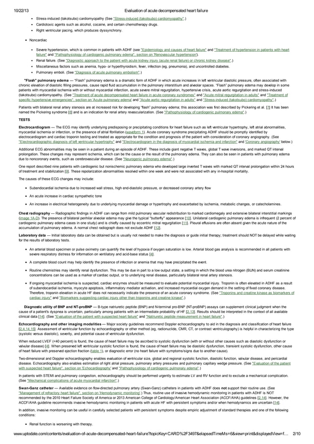 Evaluation of acute decompensated heart failure | PDF