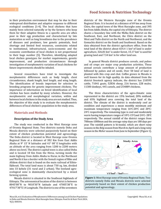 Evaluation of Morphometric Differences among Local Chicken Populations in Doba and Mesala ...