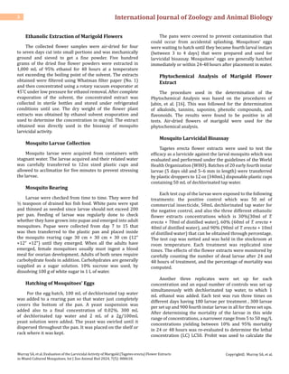 Evaluation of the Larvicidal Activity of Marigold (Tagetes erecta ...