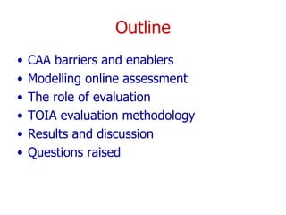 Evaluation of the TOIA project | PPT