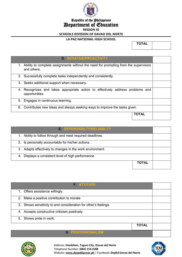 EVALUATION-RATING.docx form work immersion | DOCX