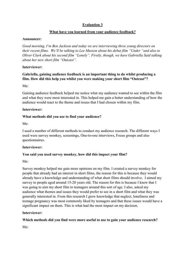 Evaluation 3 script | PDF