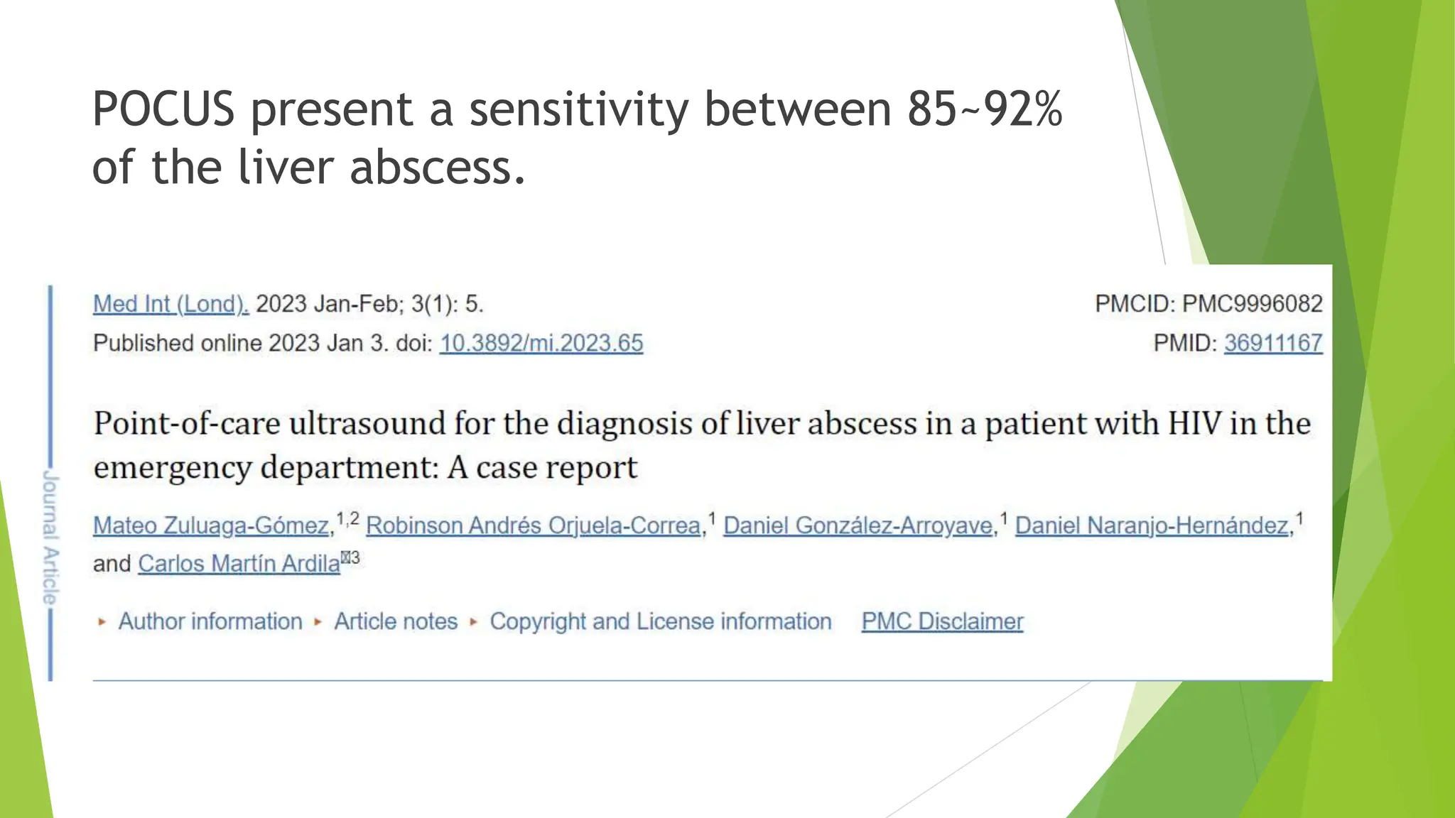 Evaluation abdominal Point of care ultrasonography (POCUS)is advanced ...
