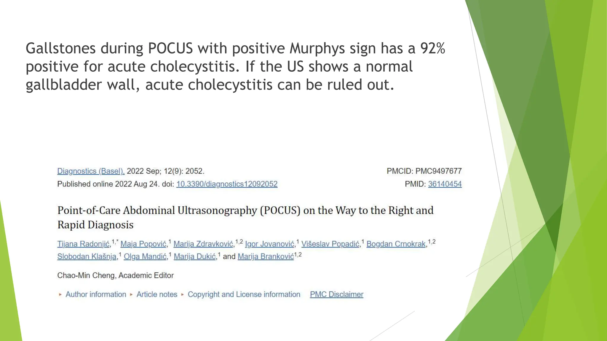 Evaluation abdominal Point of care ultrasonography (POCUS)is advanced ...
