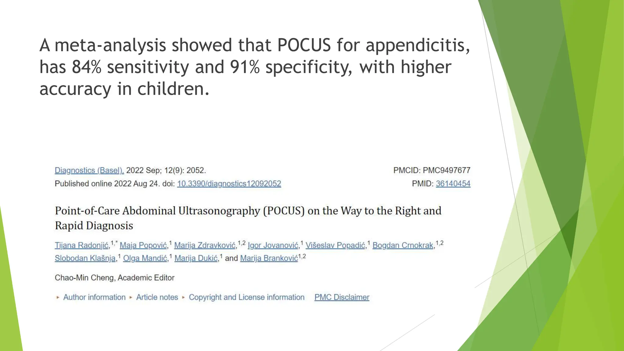 Evaluation abdominal Point of care ultrasonography (POCUS)is advanced ...