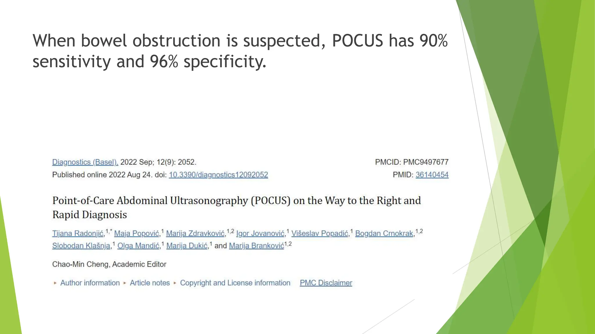 Evaluation abdominal Point of care ultrasonography (POCUS)is advanced ...
