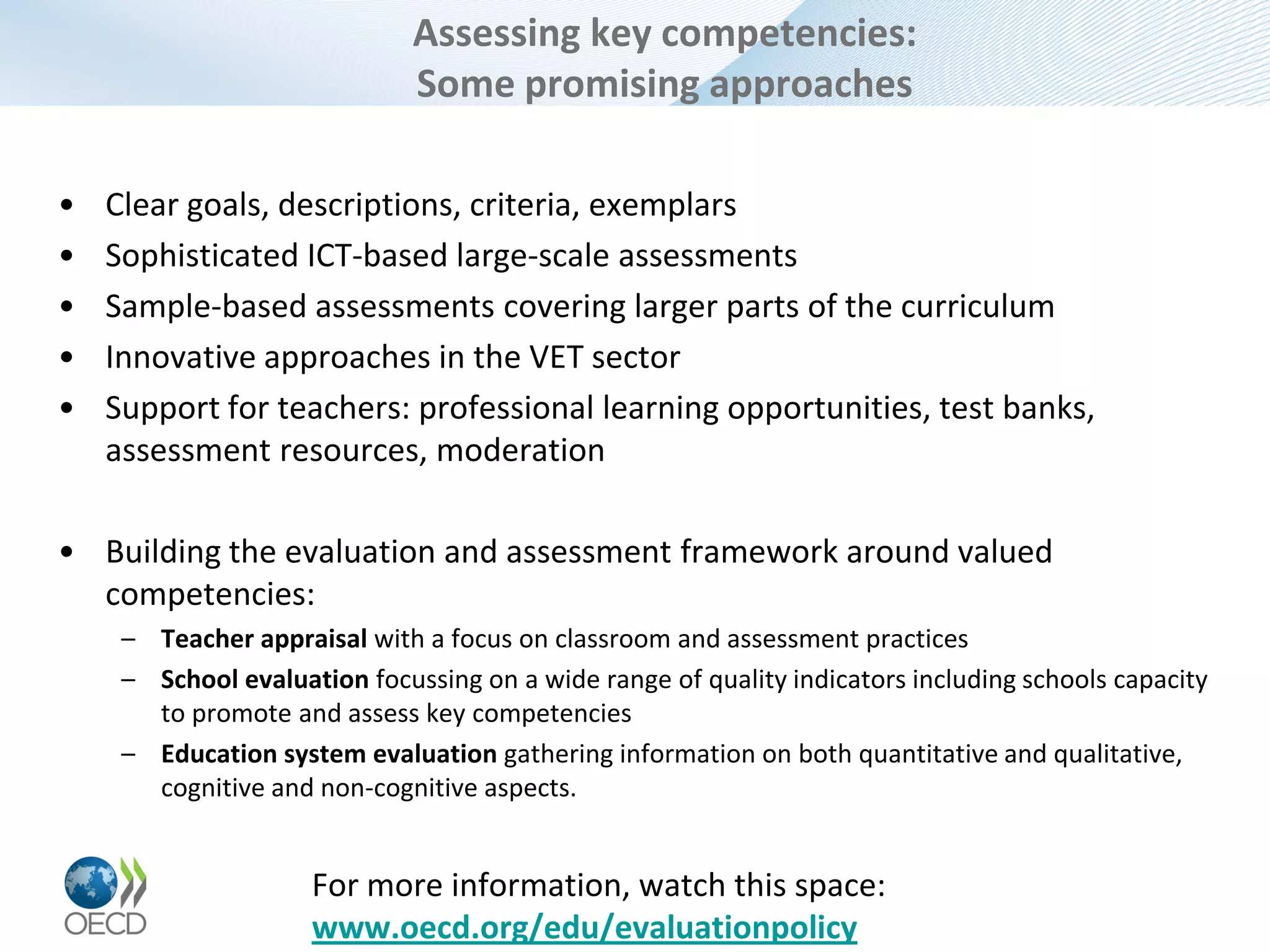 OECD Review on Evaluation and Assessment Frameworks for Improving School Outcomes | PPT