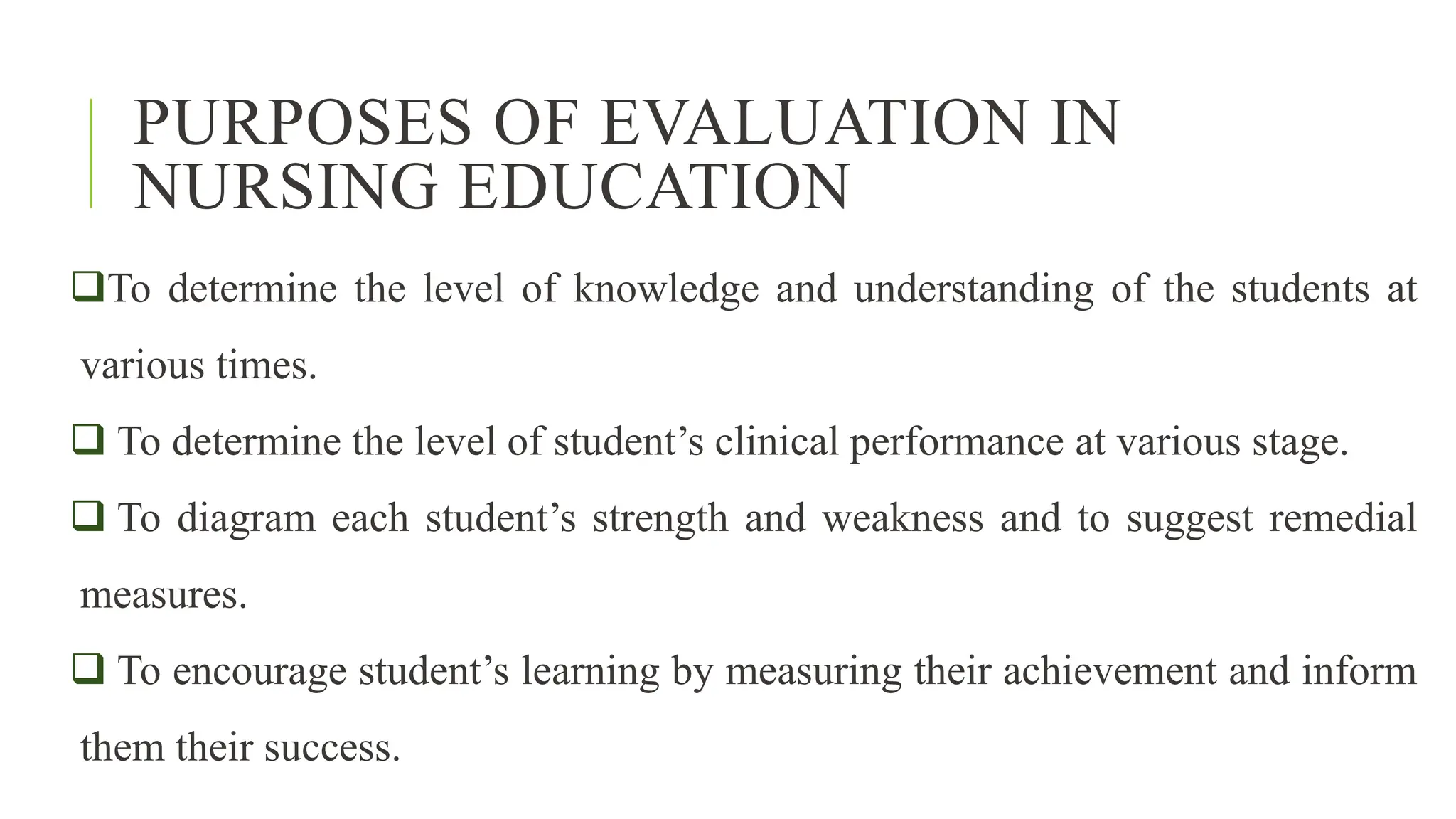 EVALUATION AND ASSESSMENT IN NURSING.pptx | Educational Assessment | Education