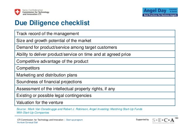 Evaluation and due diligence of business angel investments