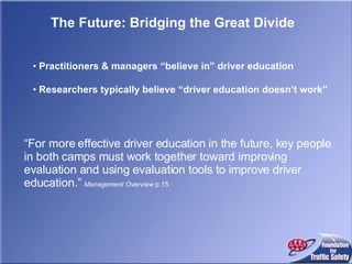 Evaluation And Futureof Driver Ed | PPT