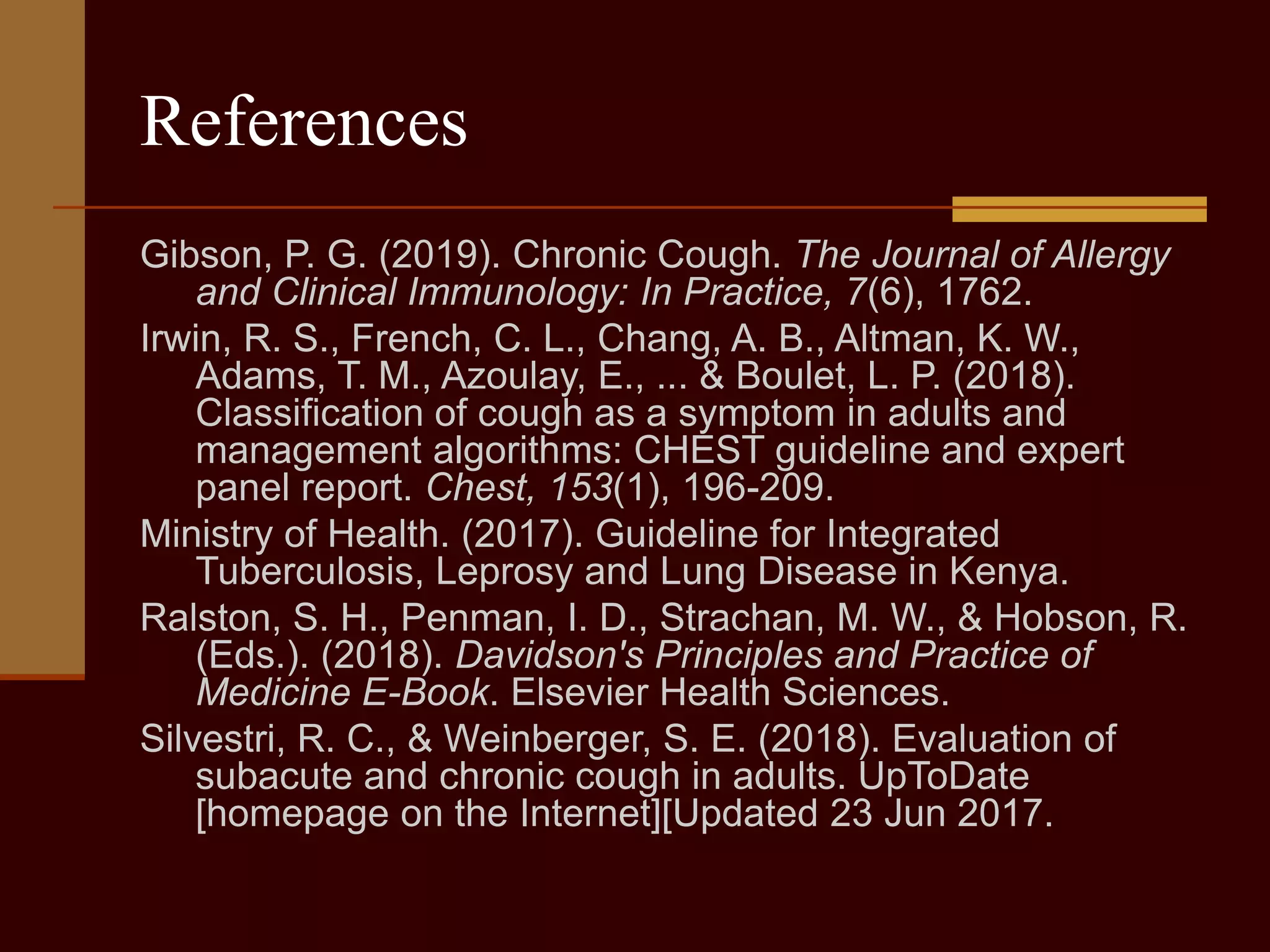 Evaluation and management of a patient with cough | PDF
