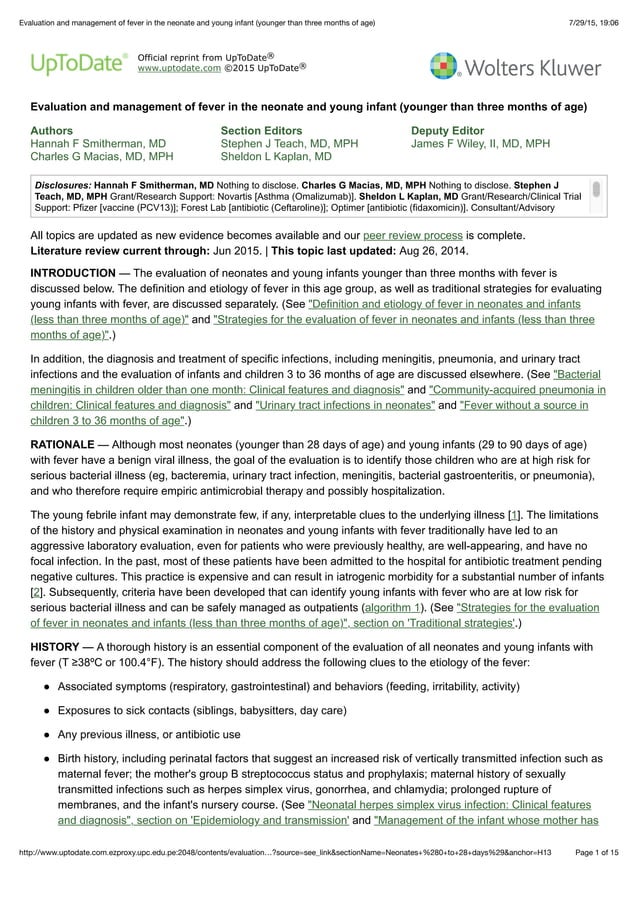 Evaluation and management of fever in the neonate and young infant ...