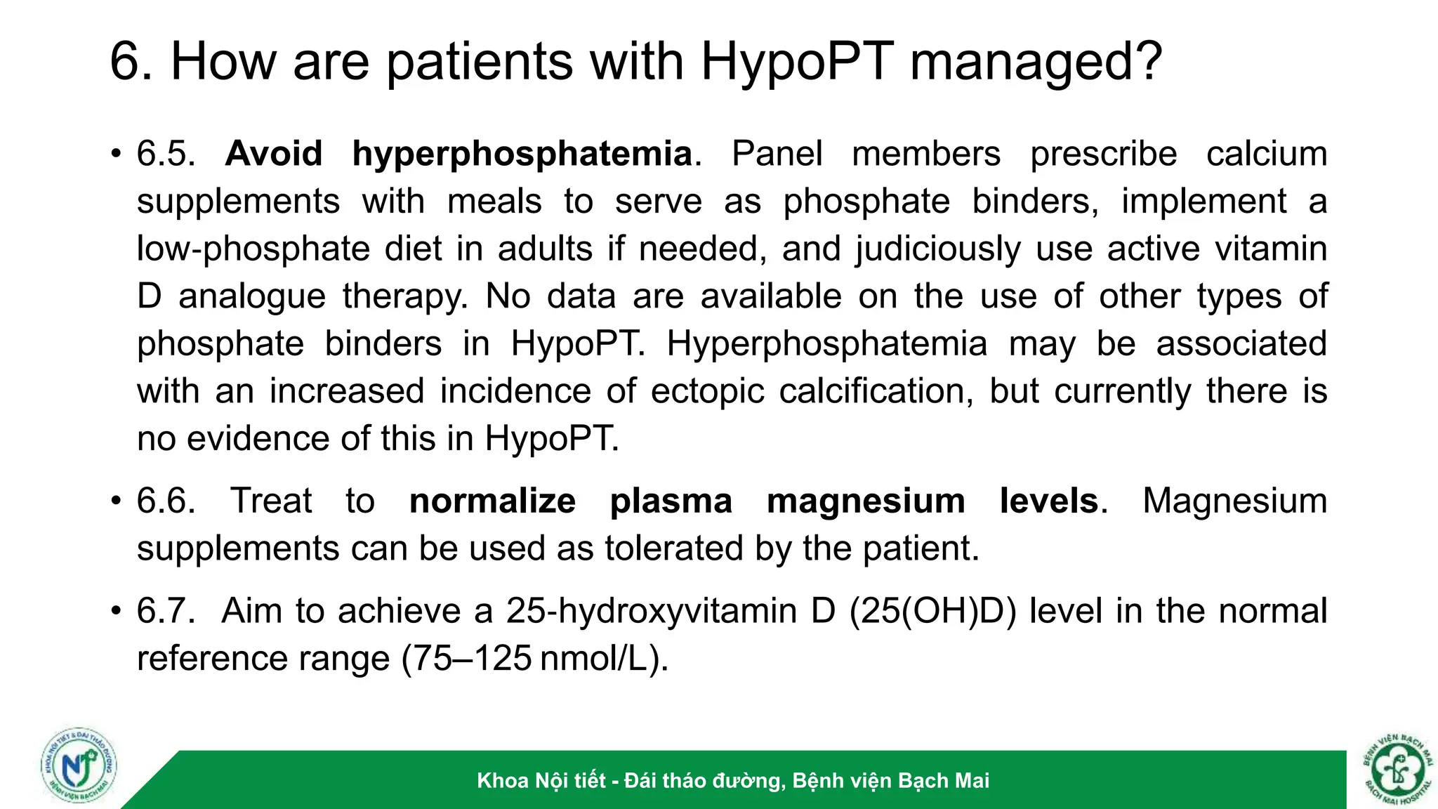 Evaluation and Management of Hypoparathyroidism Summary Statement and ...