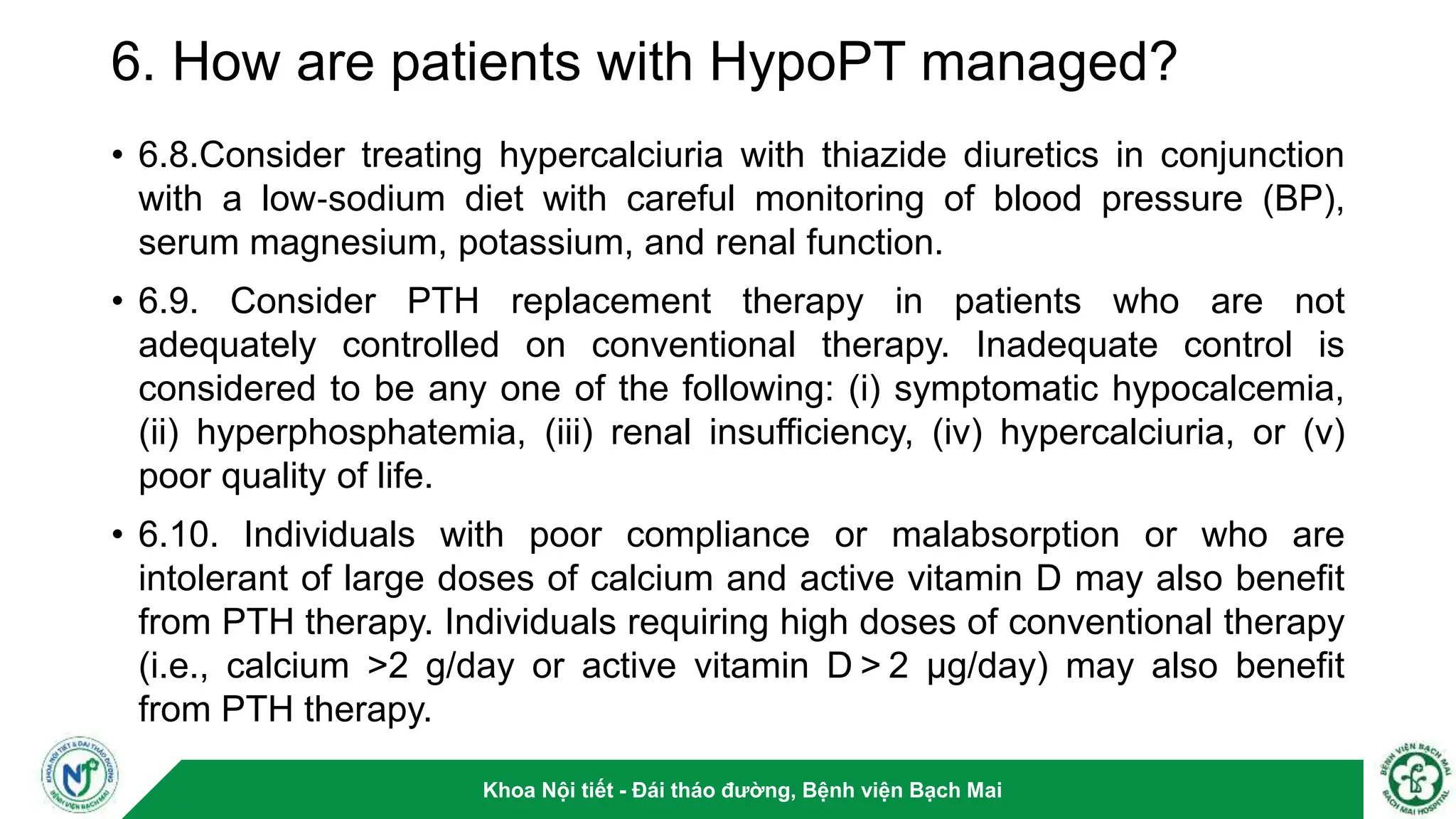 Evaluation and Management of Hypoparathyroidism Summary Statement and ...