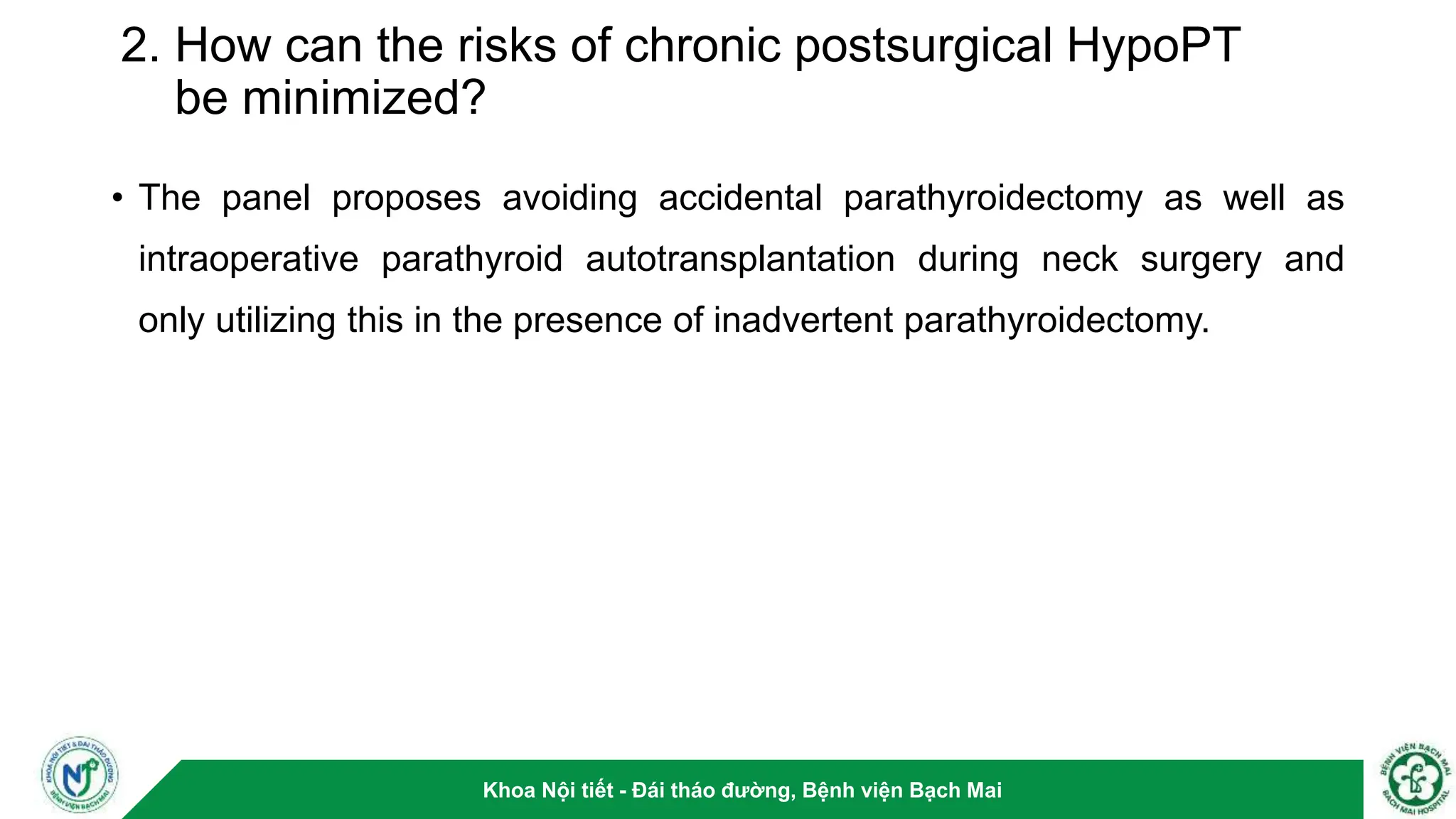 Evaluation and Management of Hypoparathyroidism Summary Statement and ...