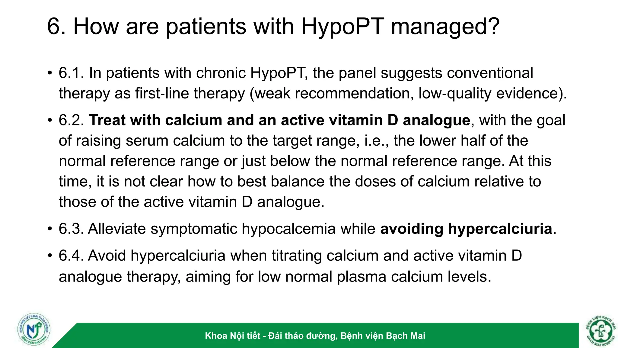 Evaluation and Management of Hypoparathyroidism Summary Statement and ...