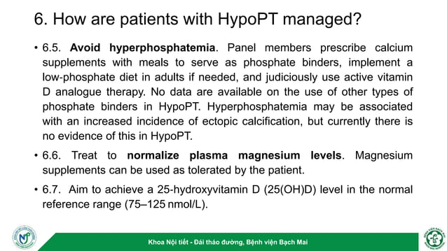 Evaluation and Management of Hypoparathyroidism Summary Statement and ...