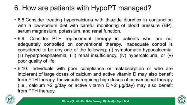 Evaluation and Management of Hypoparathyroidism Summary Statement and ...