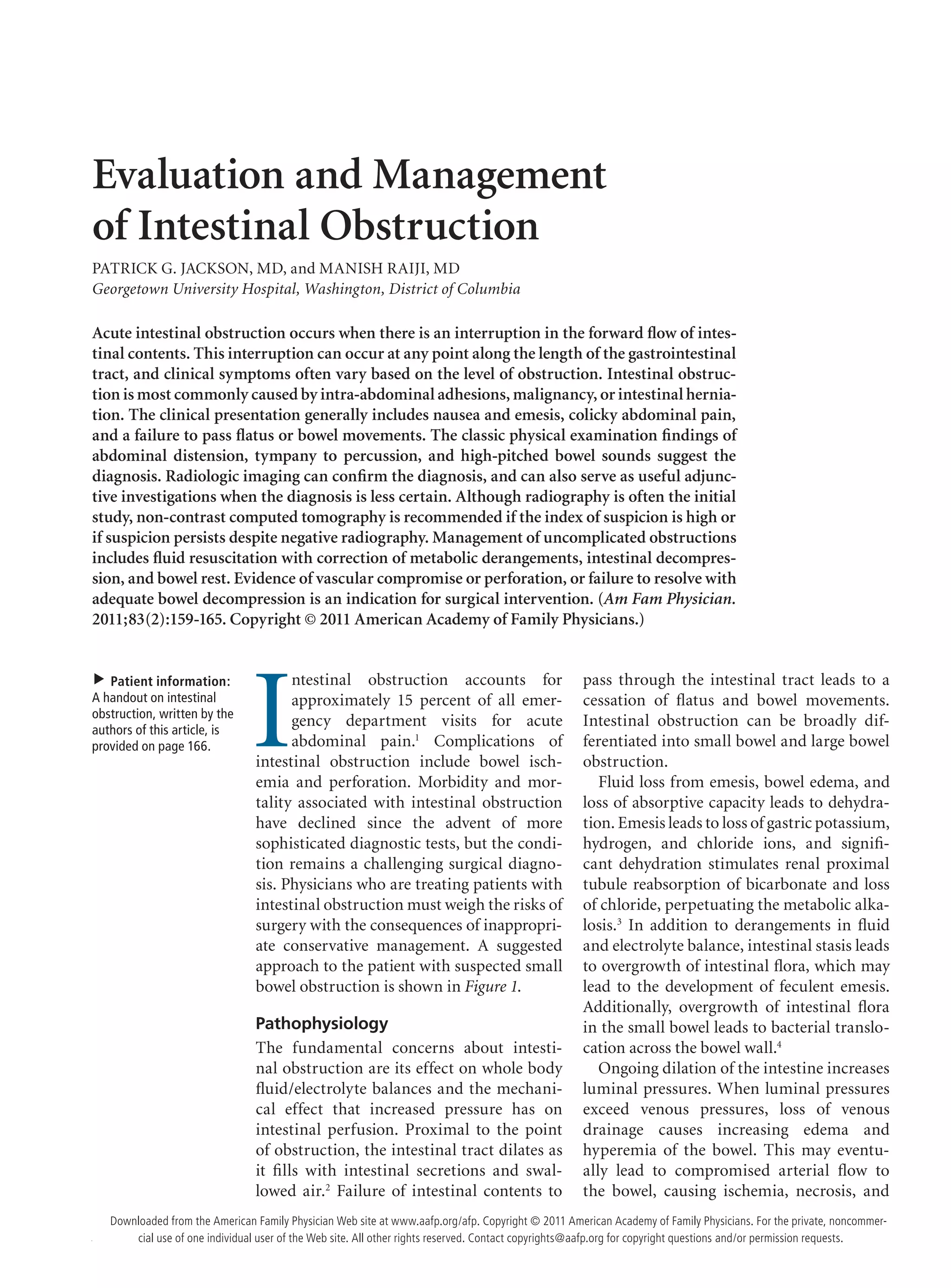 Evaluation and management of intestinal obstruction | PDF