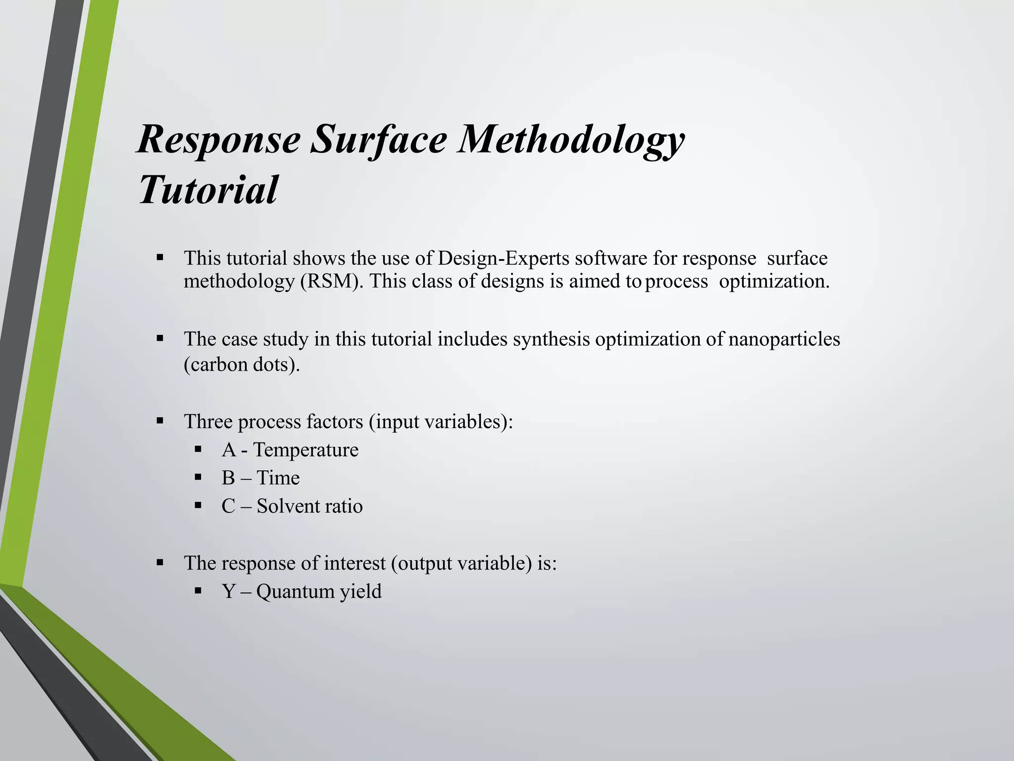 Evaluation And Optimization Of Variables Using Response Surface Methodology Pptx