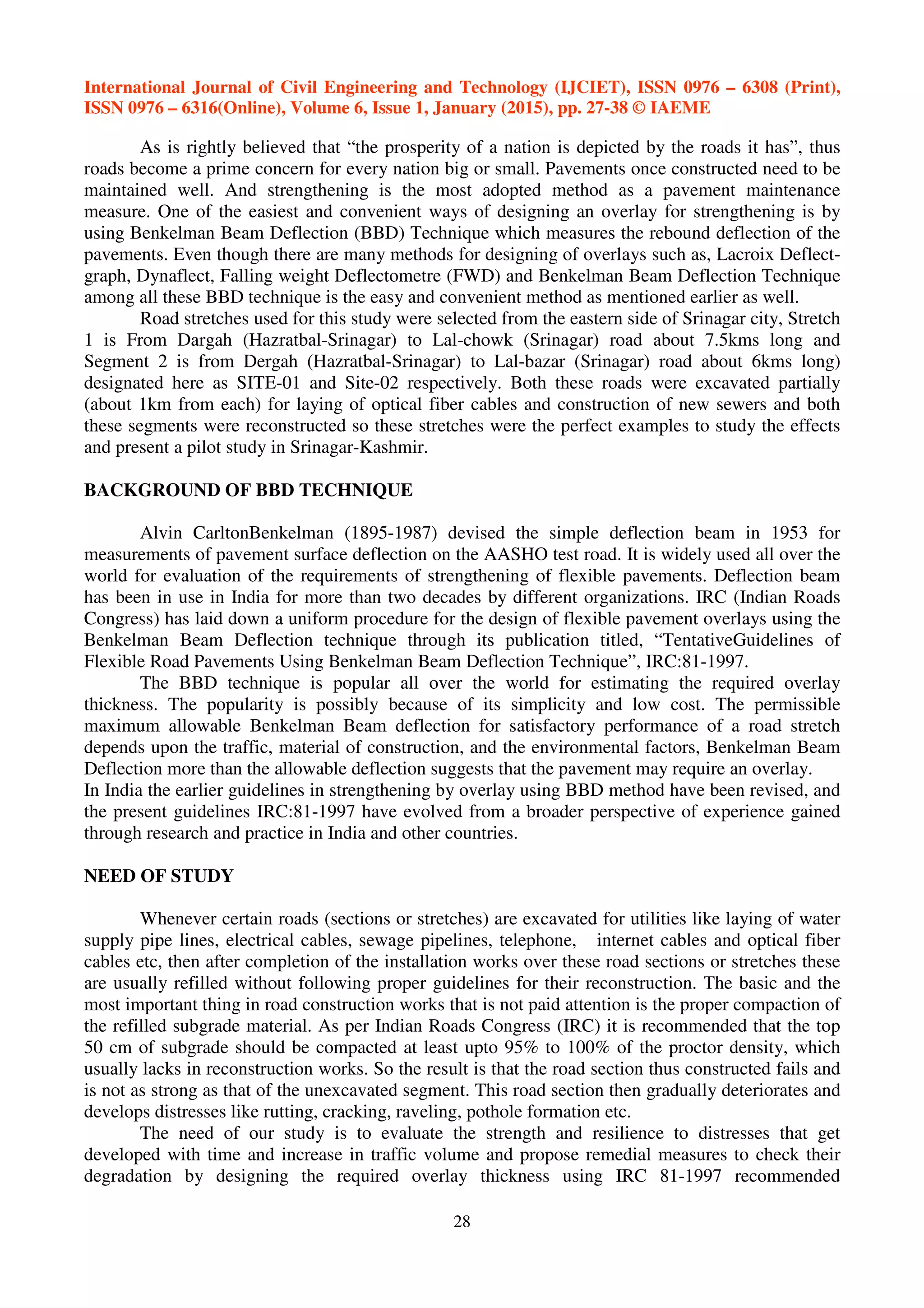 EVALUATION AND STRENGTHENING OF RECONSTRUCTED ROADS EXCAVATED FOR ...