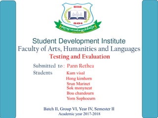 Teaching Methodology "Evaluation and testing" | PPT