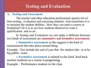 Teaching Methodology "Evaluation and testing" | PDF