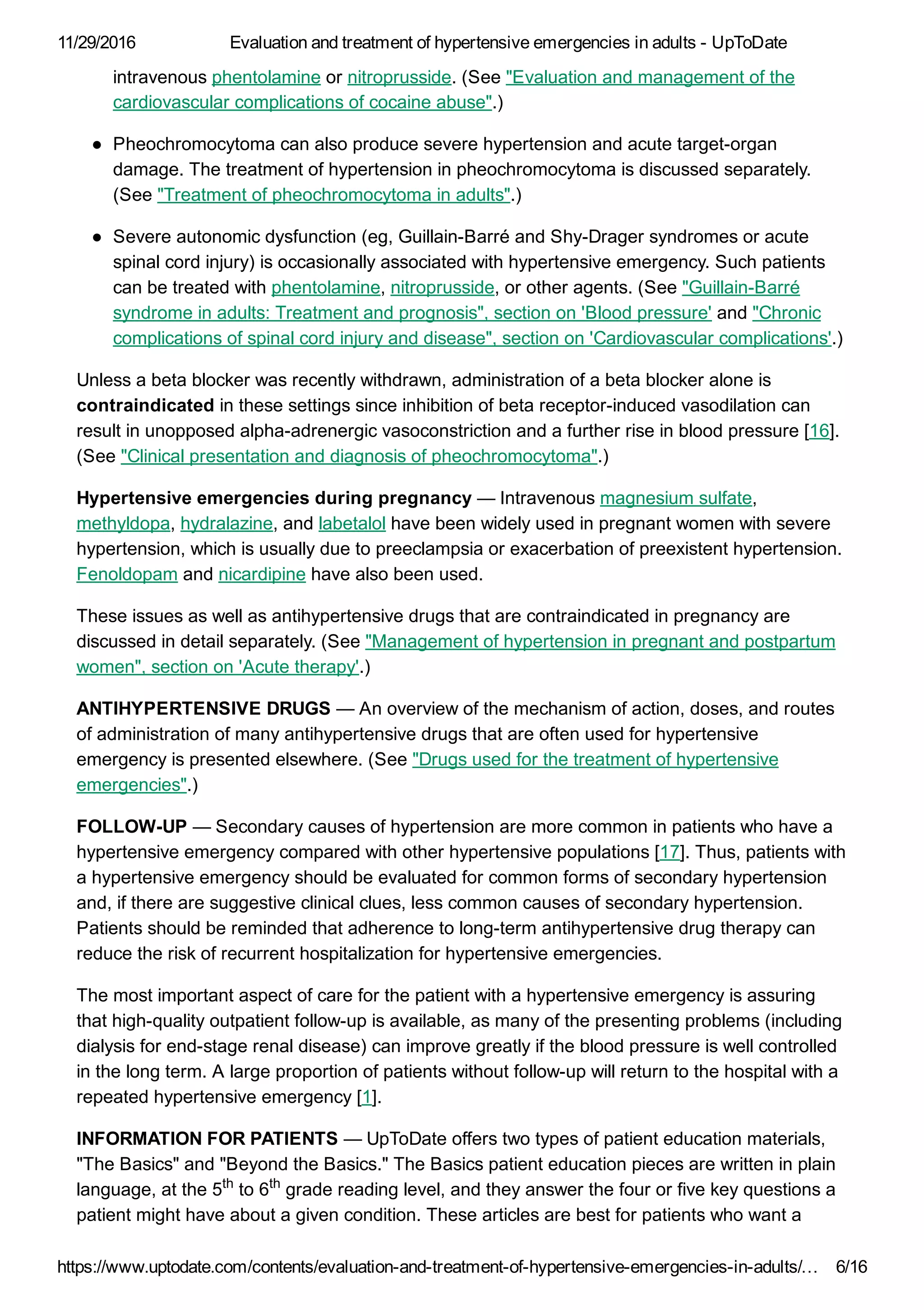 Evaluation and treatment of hypertensive emergencies in adults up ...