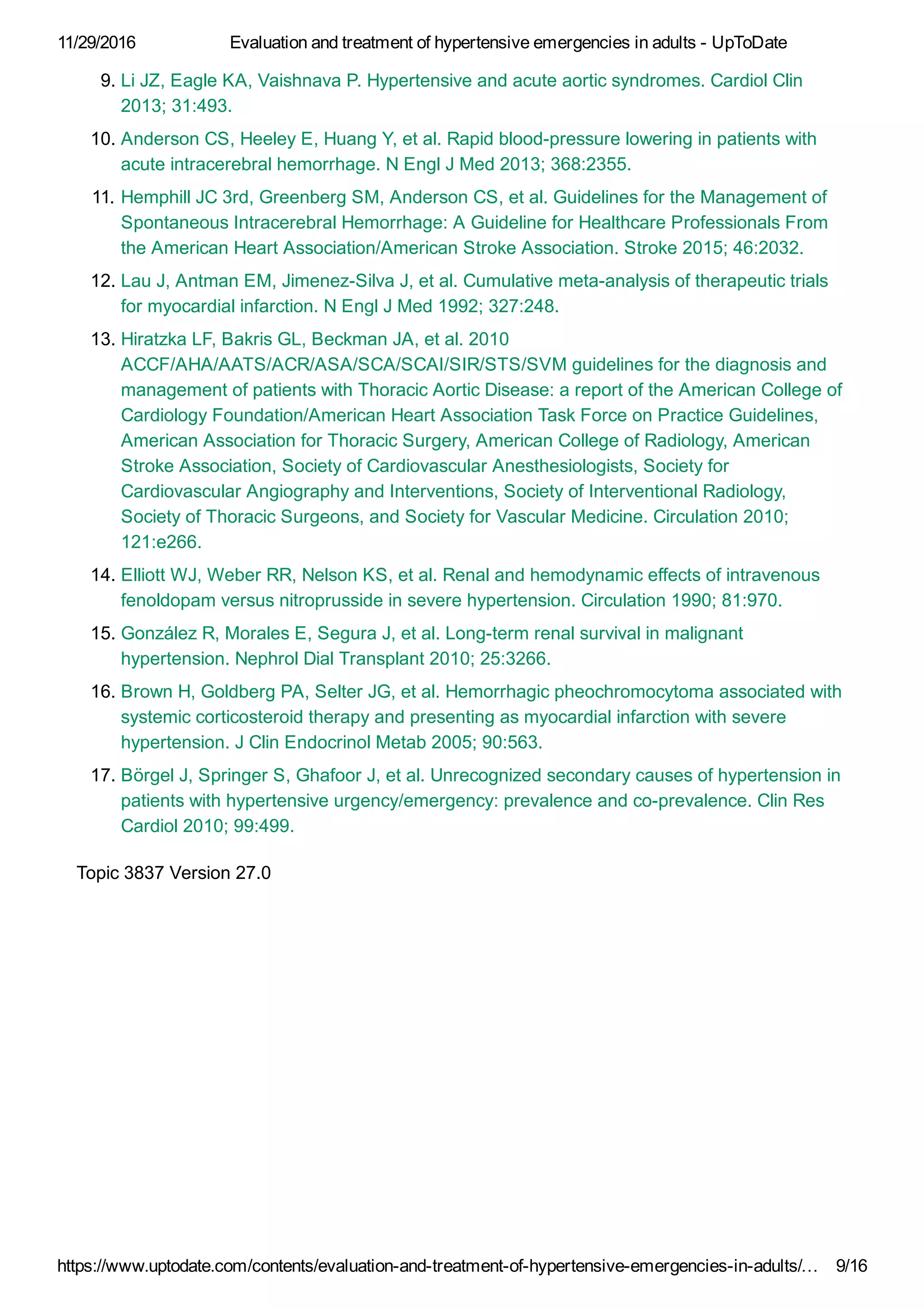 Evaluation and treatment of hypertensive emergencies in adults up todate | PDF