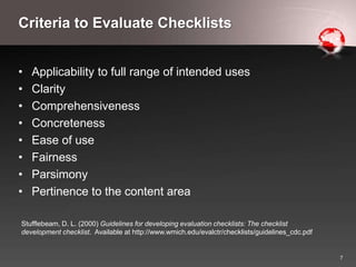 The Evaluation Checklist | PPT