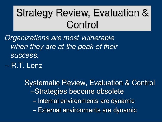 Evaluation And Control