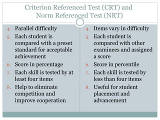 Evaluation, different types of test items | PPTX