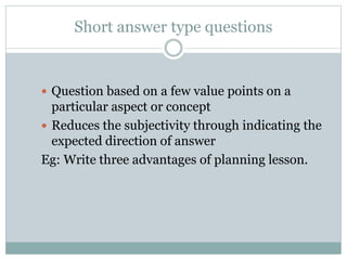 Evaluation, different types of test items | PPTX