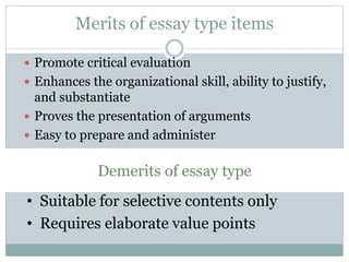 Evaluation, different types of test items | PPTX
