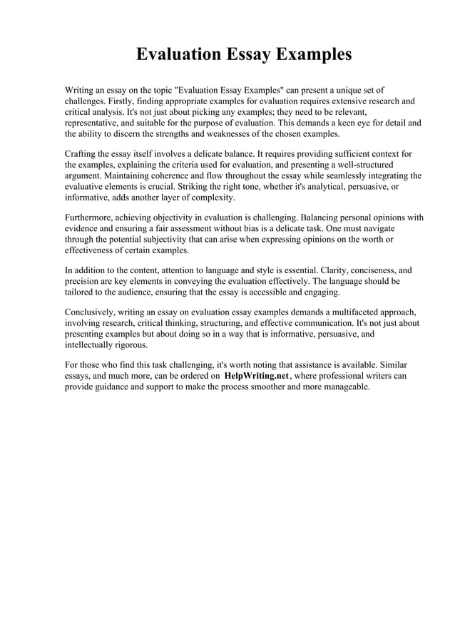 Evaluation Essay Examples.pdf | Educational Assessment | Education