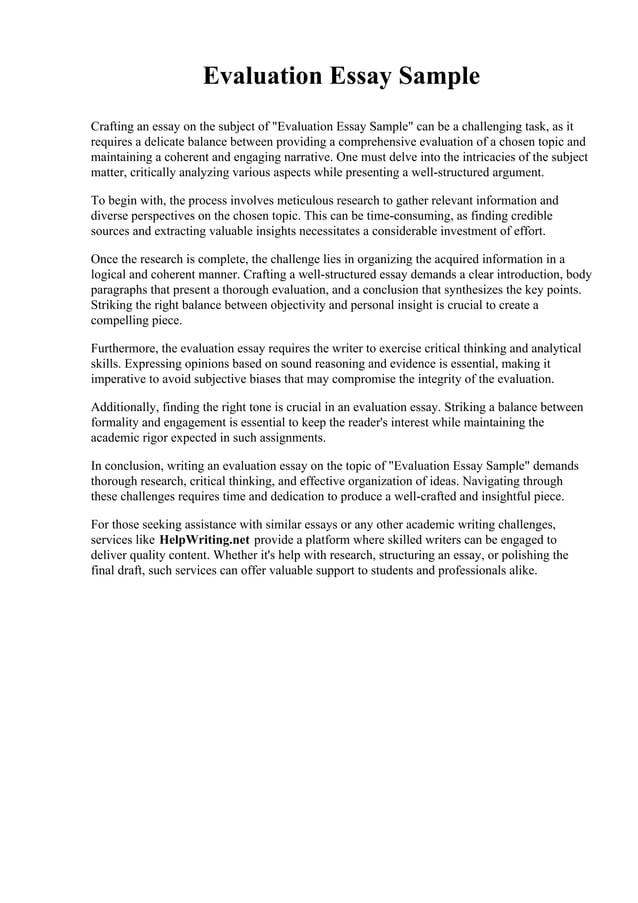 Evaluation Essay Sample. Dowling College | PDF | Educational Assessment ...